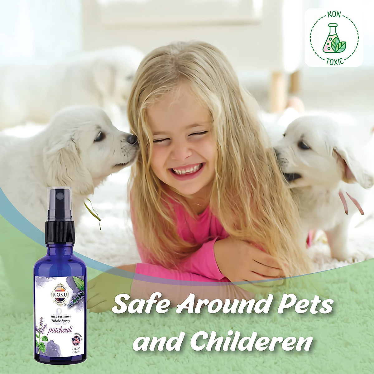 Patchouli Air Freshener - Room Spray - Odor Eliminator - Deodorizer - Car Air Freshener - Home Spray - Linen Spray - Fabric Refresher - Non-Toxic - Alcohol Free - Made in USA (4 Oz)