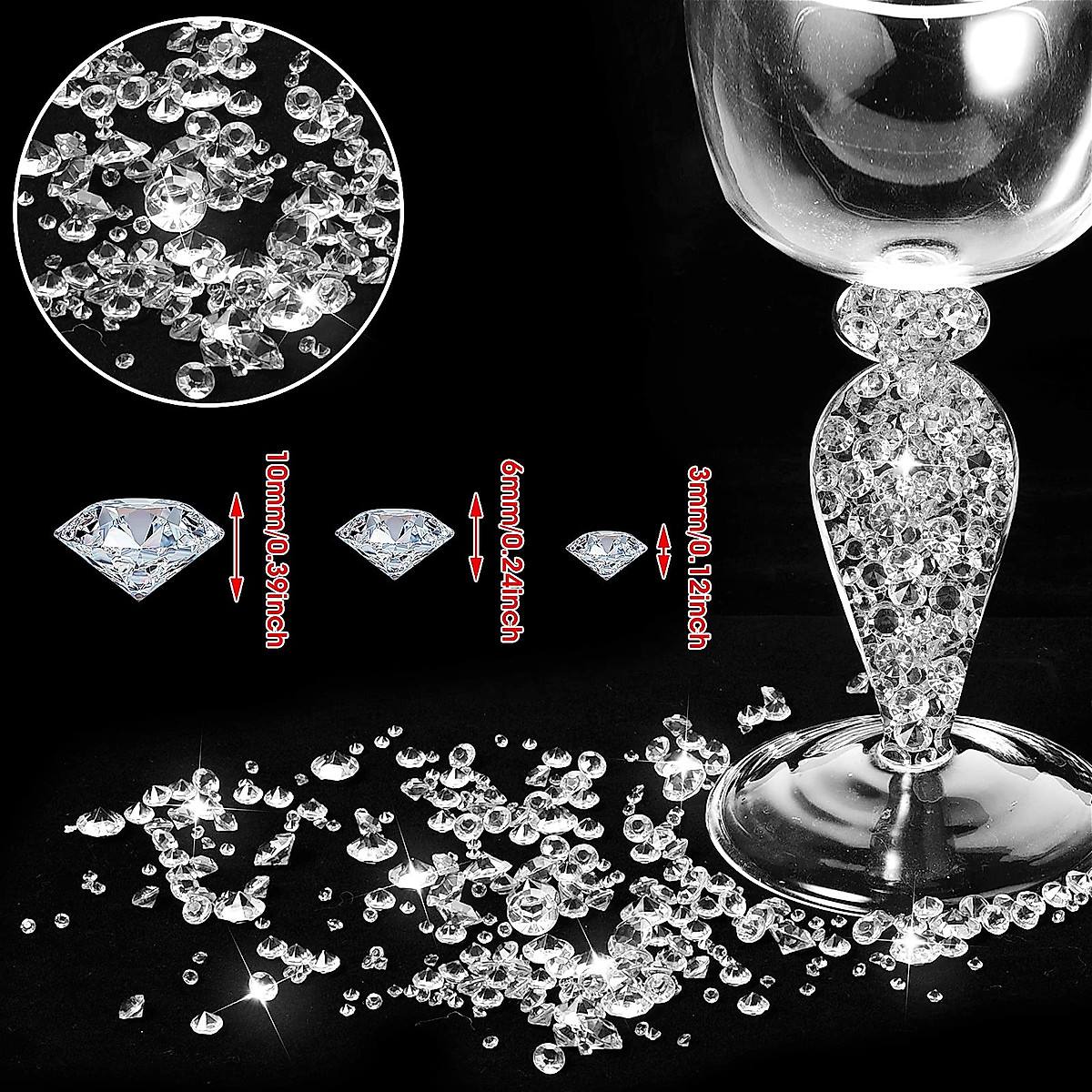 4000 Pcs Mini Clear Diamonds Diamond Vase Filler Acrylic Crystal Diamond Fillers In 3 Sizes Wedding Vase Fillers For Centerpieces Diamond Confetti Table Decorations Table Acrylic Crystal Scatter Gems