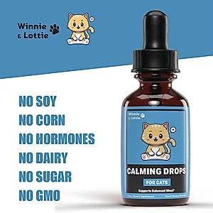 Winnie & Lottie Cat Calming Drops | Cat Anxiety Relief | Calm Cat | Anxiety Relief for Cats | Cat Calming | Cat Calming Supplement | Cat Anxiety | Cat Stress Relief | 1 fl oz | Roast Chicken Flavor