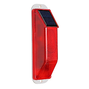 RISOON Solar Strobe Warning Light: Sensitive LED Warning Lamp High Bright Waterproof IP65 Light Control Flashing Beacon Barricade Construction Safety Traffic Light for Driveways Dock (Red)