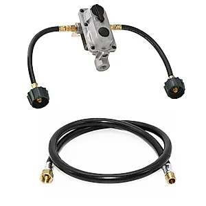 Flame King Auto Changeover LP Propane Gas Regulator Bundle With 48 Inch Hose