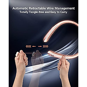 Neckband Bluetooth Headphones, Wireless Bluetooth Headphones with Retractable Earbuds, Noise Cancelling 3D Sound Surround Personal Sport Headset Call Vibrate Alert Earphones with Mic (Rose Gold)