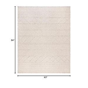 Gertmenian Indoor Flat Woven Area Rugs | Durable, High-Traffic, Non-Shedding & Stain Resistant | Brindi, Beige, 5x7 Standard, 27804
