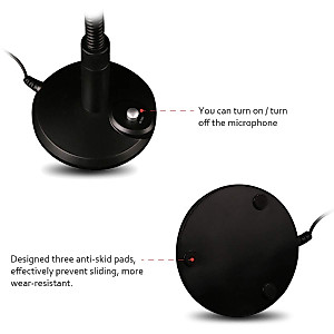 USB Microphone for Computer, Gojiny USB Condenser Microphone 360 Deagree Flexible Goosenecks Microphone for PC Desktop Laptop Meeting Office Recording Podcasting