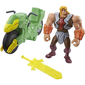 Masters of the Universe He-Man and The Action Figure + Vehicle Based on Animated Series, Articulated Battle Characters, Gift for 4 Years and Older