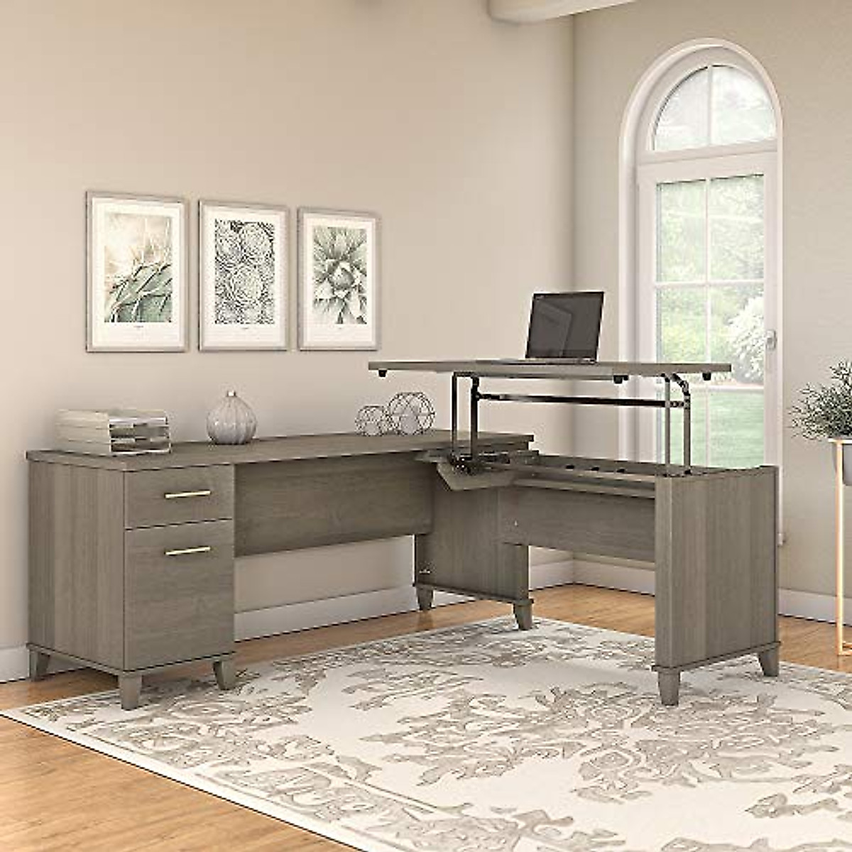 Bush Furniture Somerset 72W 3 Position Sit to Stand L Shaped Desk