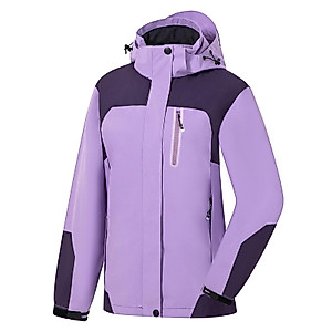 SaphiRose Womens Waterproof Rain jacket Lightweight Active Outdoor Raincoat with Removable Hood (Purple,Large)