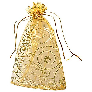 Wedding Favors Small Gift Bags, 100pcs 2.8x3.6 Inch (7x9cm) Gold Organza Bags for Party Favor Bags Small Business Candy Bags Mesh Bag (Gold, 2.8''x3.6'')