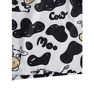 SweatyRocks Women's Cute Graphic Print Short Sleeve Crop Top with Shorts Pajama Set Blue Black Cow M