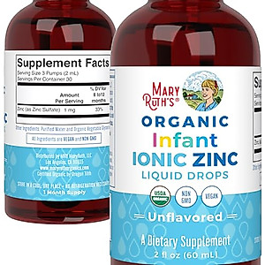 MaryRuth Organics Infant Liquid Ionic Zinc with Organic Glycerin, Zinc Sulfate for Immune Support, Vegan, Formulated for Ages 0-12 Months, 1 Month Supply, 2 Fl Oz