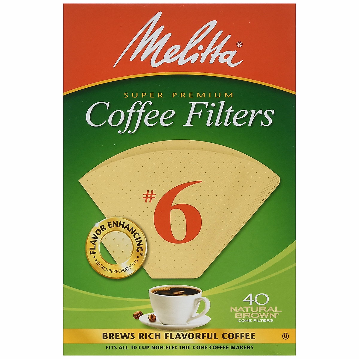 Melitta Cone Coffee Filters Number 6 40 Count (Pack of 2)