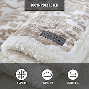 Eddie Bauer Ultra-Plush Collection Throw Blanket-Reversible Sherpa Fleece Cover, Soft & Cozy, Perfect for Bed or Couch, San Juan Oyster