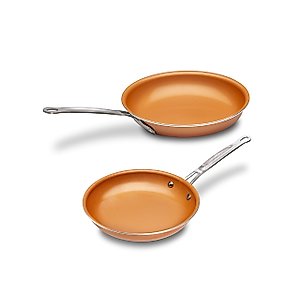 MasterPan Copper Tone 8 and 9 inch Ceramic Non Stick Frying Pan, 2-PACK (MP-160)