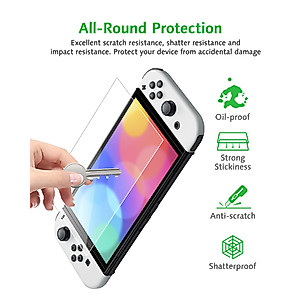 Bioton Tempered Glass Screen Protector Compatible with Nintendo Switch OLED Model 2021 [EZ Kit] [Automatic Alignment] - 2 Pack