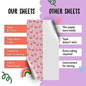 CENTRAL 23 Pink Wrapping Paper - Flamingo - 6 Sheets Birthday Gift Wrap - New Baby - Women Girls Female - Anniversary or Valentines Day Gift Wrap - Trendy - Recyclable