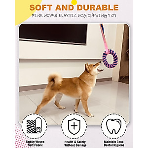 CaBYbigG Dog Rope Toys,Pink Ring Dog Toy with Rope,Dog Dental Teeth Cleaning Toys,Tug of War Dog Toy for Large Dogs