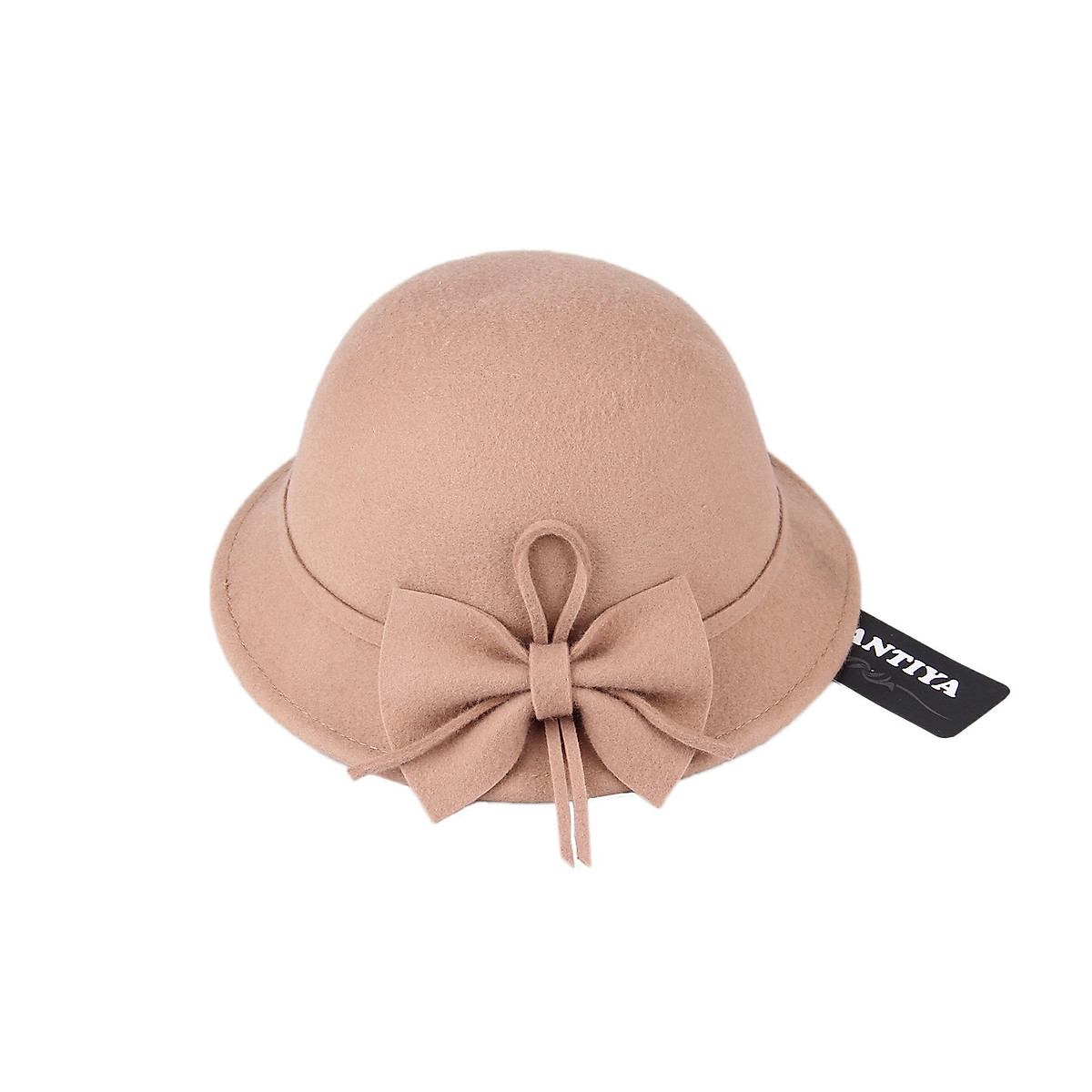 DANTIYA Kids Girls Winter Warm Bucket Hats Fedoras with Belt (Khaki)