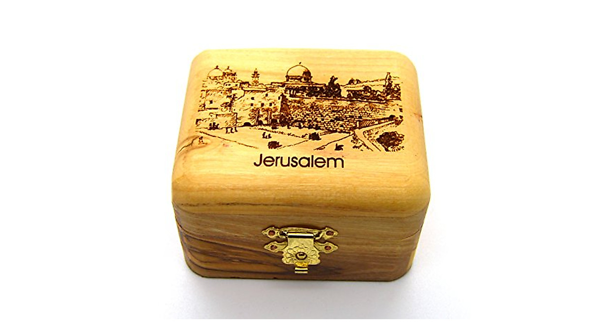 Olive Wood Box from Jerusalem Old City - Handcrafted Keepsake