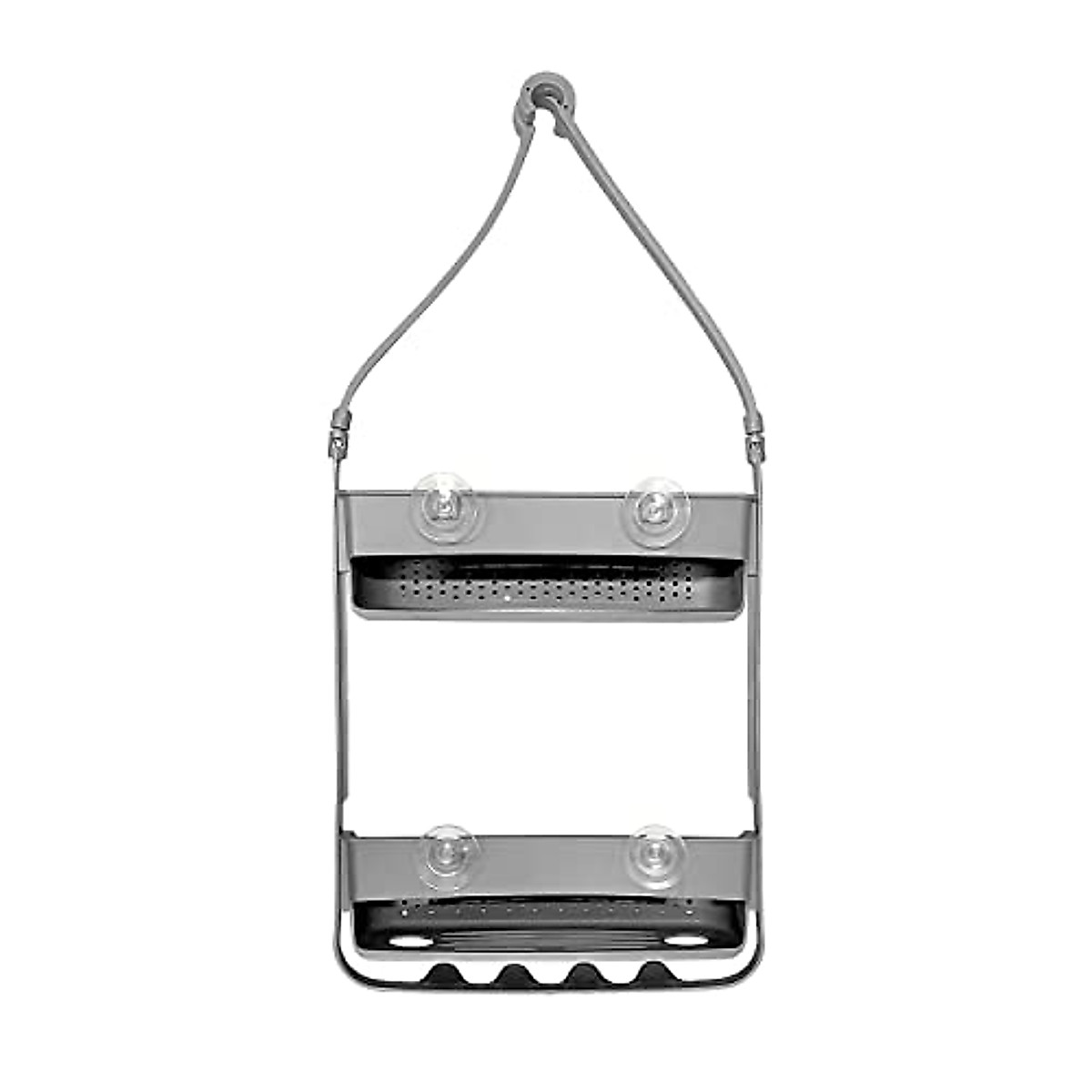 BLACK+DECKER 2-Way Convertible Hanging Anti-Swing Shower Caddy, 2 Way Adjustable Arm, Over The Door, Loofah & Razor Hooks, Storage & Organization, Large and Small Bottles and More, Grey