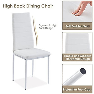 Paonne PU Dining Chairs Set of 2, High Back Leather Chairs for Kitchen Dining, Armless Chair Set of 2 Waterproof Leather Home Chairs 2 with Metal Frame and Legs