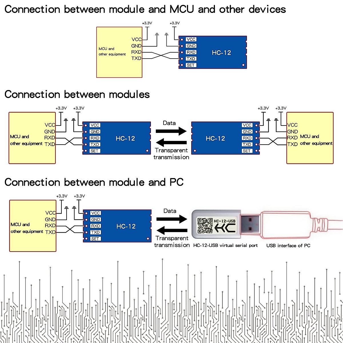 HC-12 433Mhz SI4463/SI4438 Wireless Serial Port Module 1000M Replace Bluetooth with Antenna