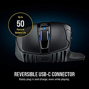 Corsair Dark Core RGB Pro, Wireless FPS/MOBA Gaming Mouse with SLIPSTREAM Technology, Black, Backlit RGB LED, 18000 DPI, Optical,CH-9315411-NA (Renewed)