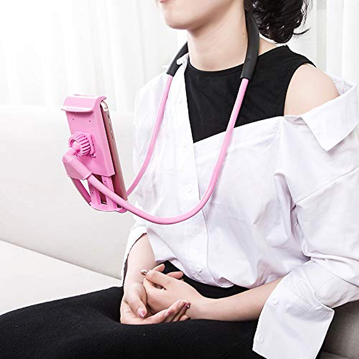 Leisure Desktop Mobile Phone Holder Tablet Lazy General Hanging Neck Type Hanging Bracket (Blue)