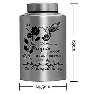 Cremation Urn for Ashes Large Urn for Human Ashes Memory Decorative Funeral Burial Urn Keepsake for Male Female Ashes with Velvet Bag up to 220 lbs Hummingbird Tree of Life Stainless Steel