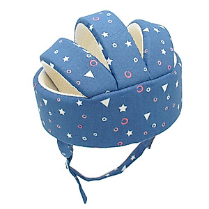 Ocanoiy Baby Safety Helmet Toddler Children Headguard Infant Head Cushion Protective Harnesses Cap Soft Adjustable Kid Safety Hat Head Protector (Starry Blue)