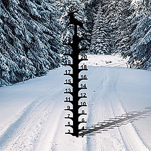Flexyony Outdoor Snow Gauge 24 Inch Iron Art Snow Gauge Detachable Christmas Snowflake Snowfall Measuring Gauge Handmade Snow Measuring Stick for Garden Yard Christmas Decoration Gift (C-Elk)