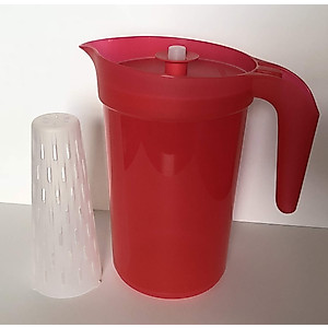 Tupperware 2 Quart Servalier Push Button Pitcher With Infuser Insert - Raspberry Pink Sparkle