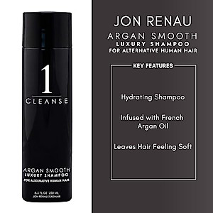 Jon Renau Argan Smooth Luxury Shampoo for Human Hair, 8.5 Ounce