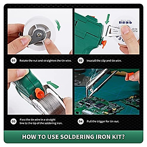 Soldering Iron Kit, Fulljion 60W Automatic Hand held Solder Welding Gun Tool with Welding Wire,Desoldering Pump for Soldering Circuit Board, Home DIY, Electronic Repair