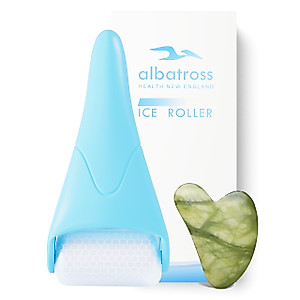 Ice Roller & Gua Sha Set, Skin Care for Face Wrinkles and Puffiness, Self Facial Massage Tools