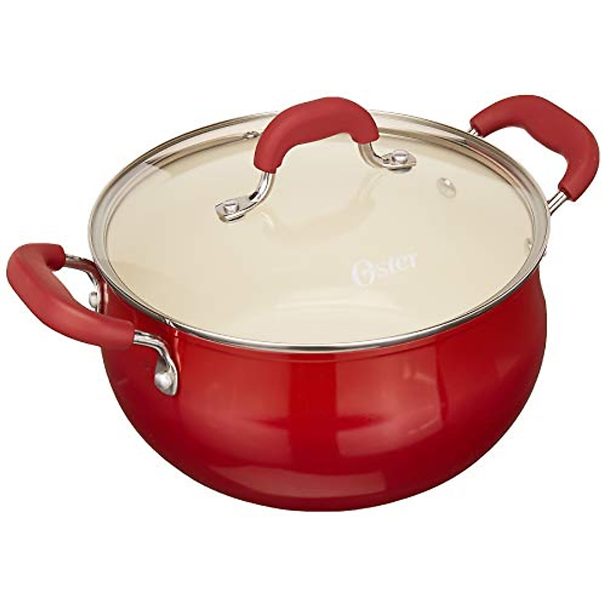 Oster Corbett Forged Aluminum Cookware Set with Ceramic Non-Stick-Induction Base-Soft Touch Bakelite Handle and Tempered Glass Lids, 8-Piece, Gradient Red