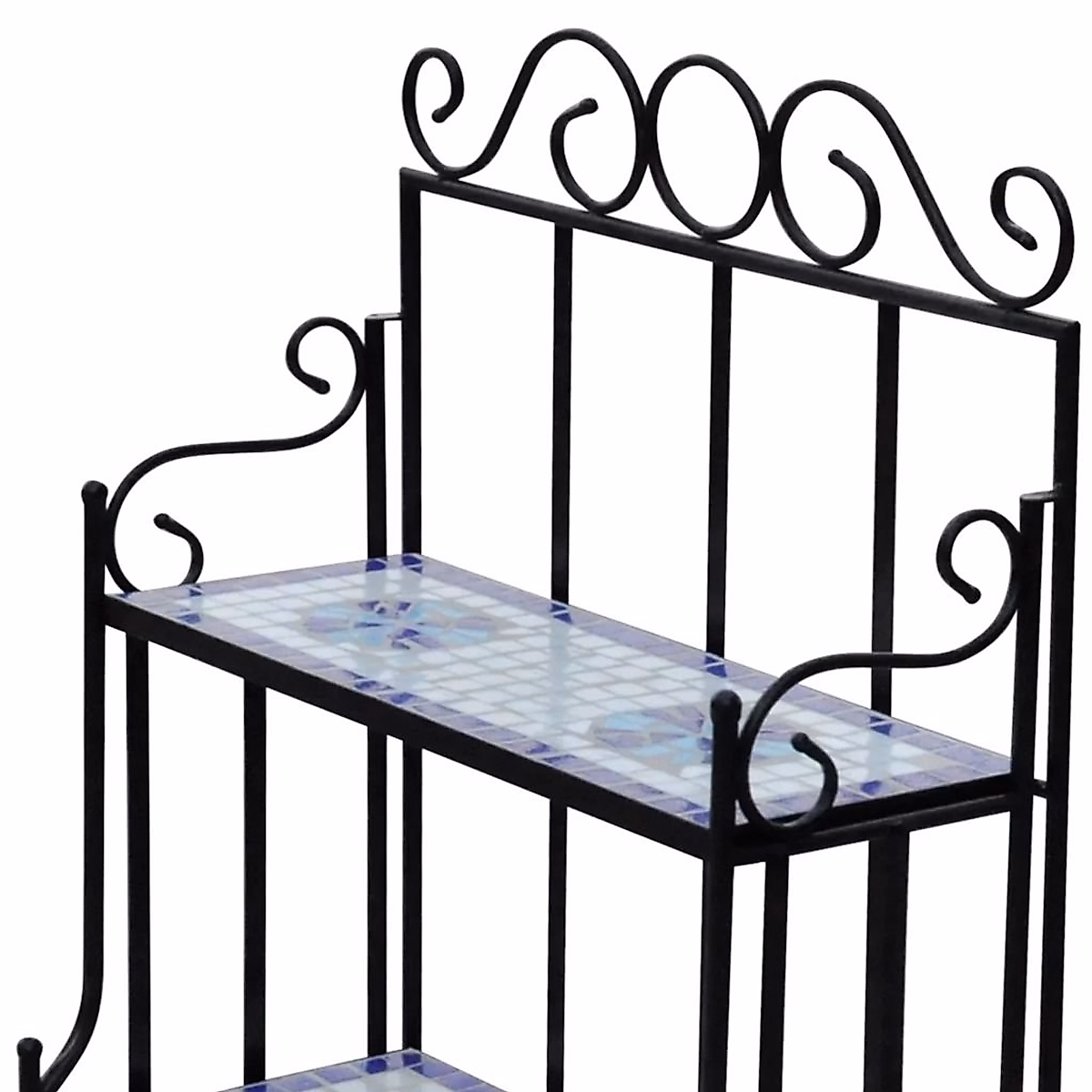 xiannv Plant Stand Display Blue White Mosaic Table, Patio Table Decor, Mosaic Table Outdoor, Mosaic Plant Stand Pattern