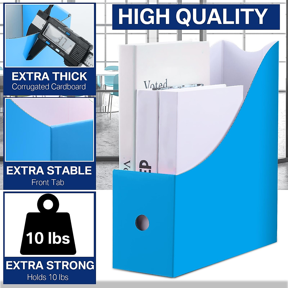 Yeaqee 48 Pcs Magazine File Holder Magazine Holder Bulk Foldable Cardboard Book Bins Desk File Holder Organizer Book Holder Boxes Cardboard Magazine Storage Box for School Office Desk, 8 Colors