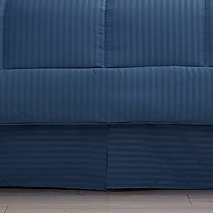 Queen Comforter Set 8 Piece Bed in a Bag with Bed Skirt, Fitted Sheet, Flat Sheet, 2 Pillowcases, 2 Pillow Shams, Queen, Denim