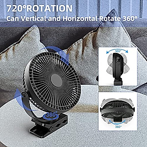 Clip Fan, 8 Inch Mini Quiet Desk Fan, 10000mAh USB Rechargeable Battery Operated Clip on Fan, USB Desk Fan, Portable Personal Small Fan For Desk, Office,Golf Cart