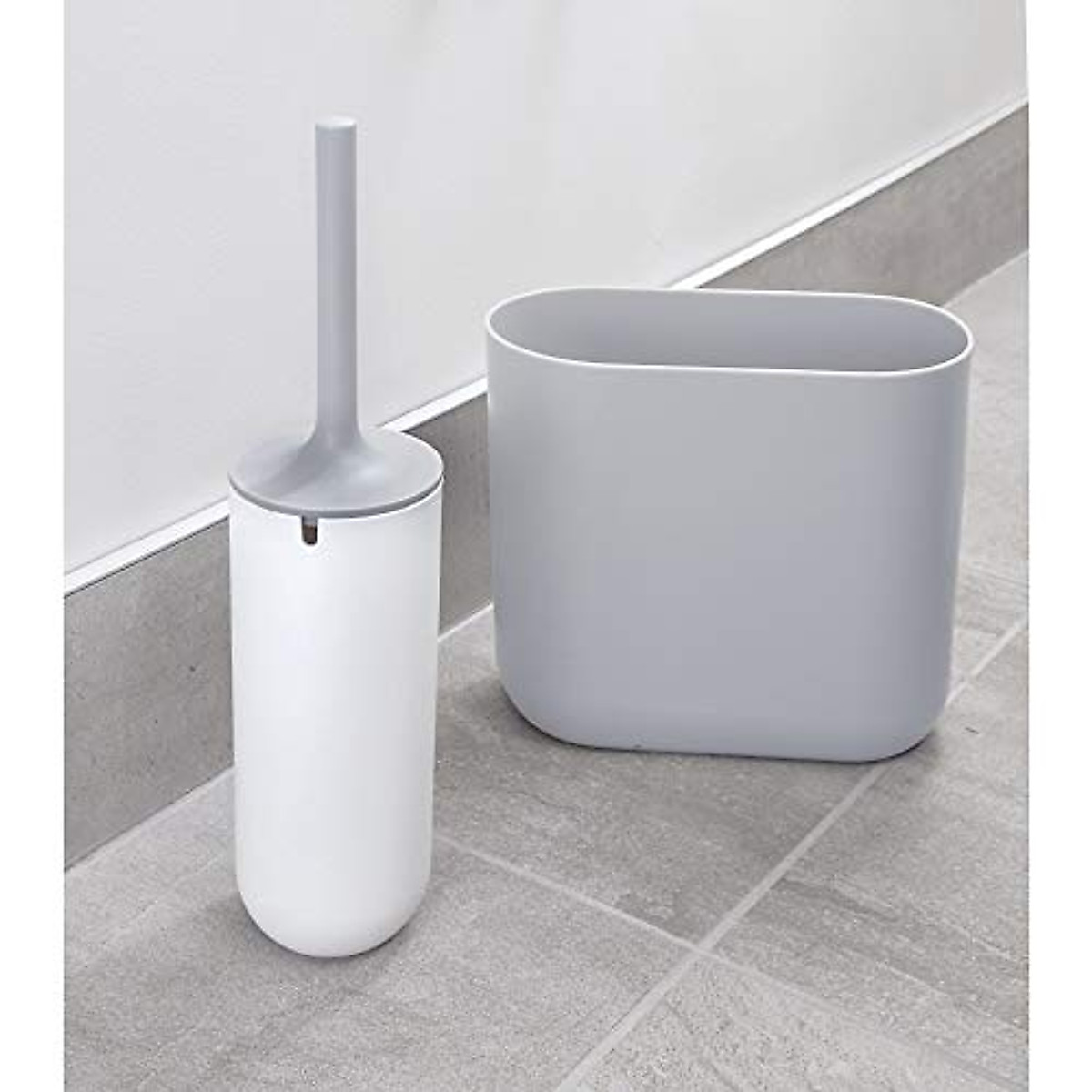 iDesign Cade Oval Slim Trash, Compact Waste Basket Garbage Can for Bathroom, Bedroom, Home Office, Dorm, College, Matte Gray
