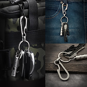 Green Beret Tactical Titanium Carabiner Clip Hook EDC Small Heavy Duty Keychain Clips Anti-Lost Quick Release Key Chain for Keys, Medium