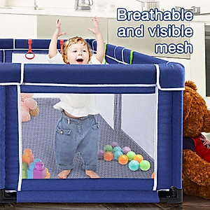 Baby Playpen , RONBEI 71x59in Extra Large Playpen for Babies and Toddlers, Baby Playard Playpen Breathable Mesh for Toddler/Infant Children