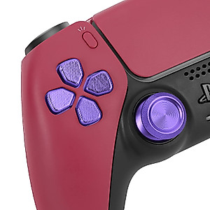 TOMSIN Metal Buttons Replacement Kit for PS5 Controller – Aluminum Thumbsticks & O X Square Triangle & Dpad Buttons Accessories Compatible with PlayStation 5 DS Controller (Metal Purple)