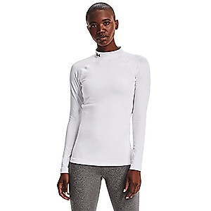 Under Armour Womens Authentics Mock Neck T-Shirt, White (100)/Black, Medium