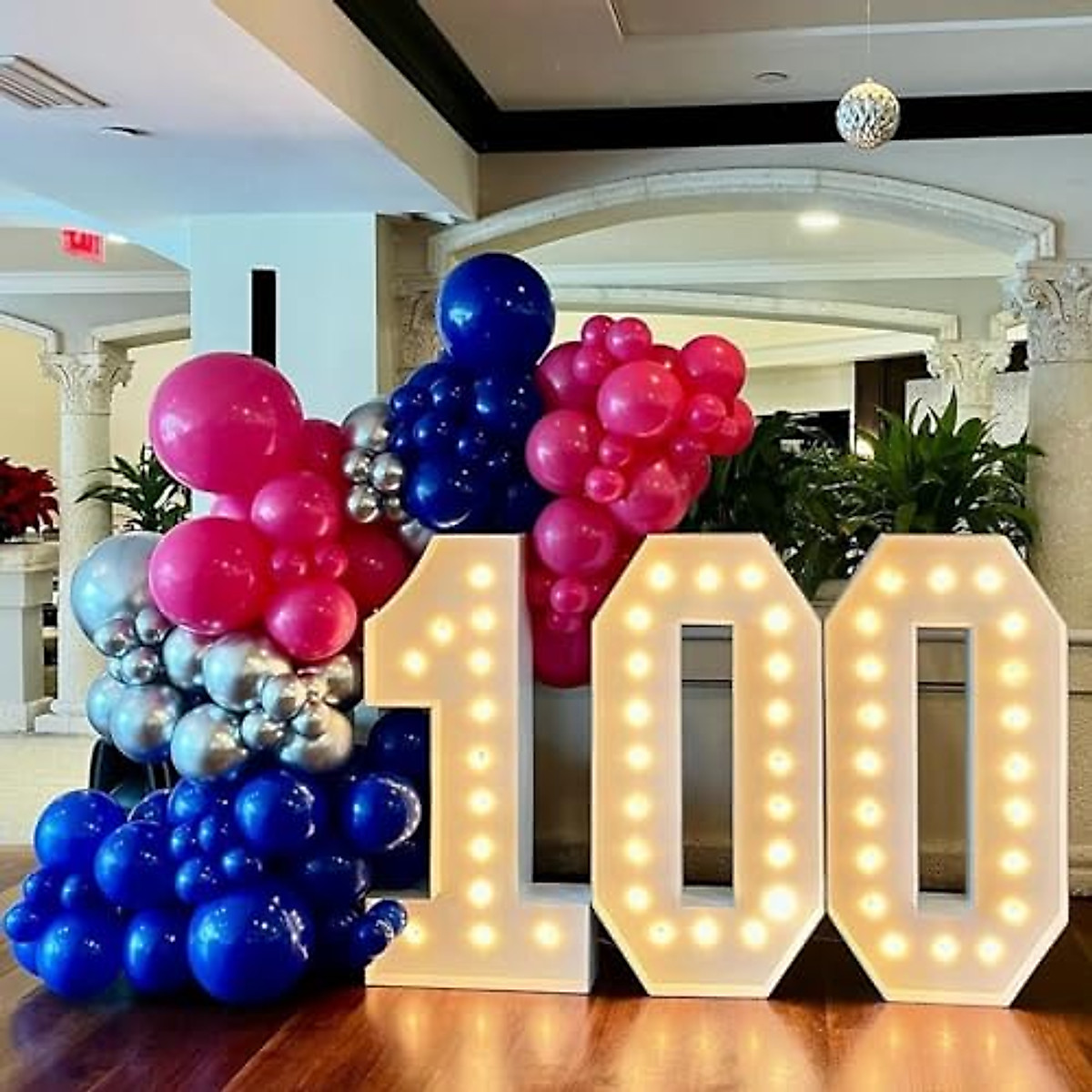 Blue Balloon Arch Kit, Blue Hot Pink Balloons Birthday Party, 5 10 18 Inch Rose Red Birthday Balloon Garland Kit DIY Backdrop, suitable for Baby Shower, Wedding, Anniversary, Party Decoration