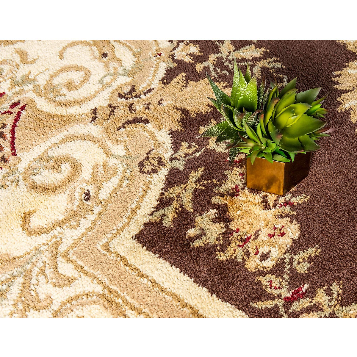 Unique Loom Versailles Collection Traditional Classic Floral Motif Area Rug (2' 2 x 3' 0 Rectangular, Brown/ Ivory)