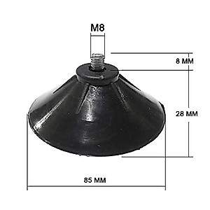 DANXQ M8 Strong Black Rubber Screw Suction Cup 3.3 Inch Used in Boxing Sandbags/Table Machine Fixing/Machine Rack/Handling/Quick Grab/Furniture Silent Pad,4 PCS (Cap Nut)