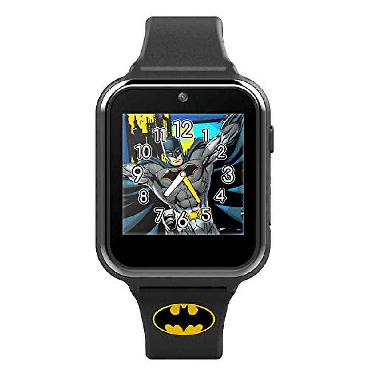 Accutime Kids DC Comics Batman Black Educational Learning Touchscreen Smart Watch Toy for Boys, Girls, Toddlers - Selfie Cam, Learning Games, Alarm, Calculator, Pedometer & More (Model: BAT4740)
