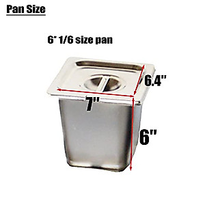 HQHAOTWU 6-Pan Electric Food Warmer Commercial Bain Marie Buffet Stainless Steel Soup Warmer Food Container Single-Row Pans for Catering Restaurant Canteen 7″×6.4″×6″ Pans