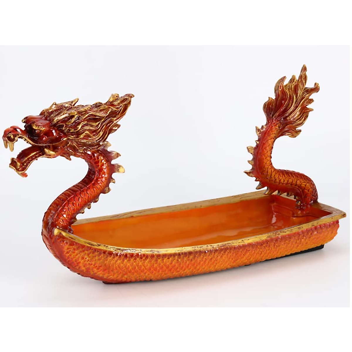 HONHPD Resin Sushi Boat Serving Tray, 23.3 Inch Seafood Plate, Japanese Food Tableware, Salmon Platter, Dry Ice Plate, Large Sushi Boat Plate for Sashimi Board Seafood Party,Coloured Copper